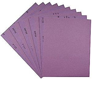 Sandpaper 120 Grit,Wet Dry Sanding Sheets,High Performance White Fused Alumina Abrasive Sand Paper for Wood Furniture Finishing,Metal Grinding,Automotive Polishing,9 x 11 Inch,Purple,10-Pack