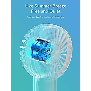 JISULIFE Mini Fan Battery Operated Handheld Fan with 2000 mAh Battery or USB Powered Personal Mini Fan,3 Speeds,Enhanced Airflow, Rechargeable Quiet Pocket Fan for Home,Outdoor-White