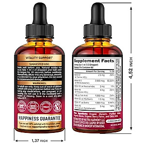 USDA Organic Vitamin B-Complex B5 Pantothenic Acid | B12 Methylcobalamin | B1 Thiamine | B6 Pyridoxine | B7 Biotin | B9 Folic | B3 Niacinamide - B Complex Liquid Drops, Made in USA Supplement, 2fl oz