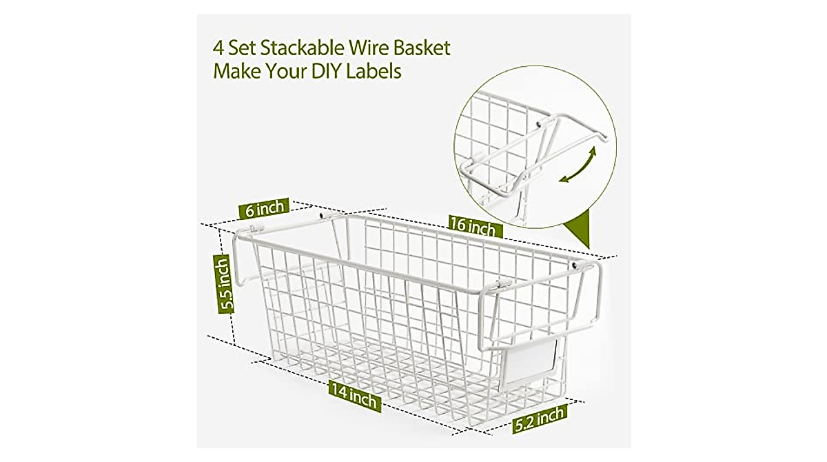 Large Stackable Wire Baskets for Pantry Storage