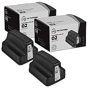 LD Products Remanufactured Replacement for HP 02 Ink Cartridges C8721WN with Smart Chip (Black, 2-Pack) for PhotoSmart C5180 C6180 C6280 C7250 C7280 C8180 D7145 D7155 D7160 D7168 D7245 D7255 D7260