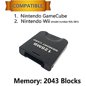 Hyamass 128MB(2043 Blocks) High Speed Gamecube Storage Save Game Memory Card Compatible for Nintendo Gamecube & Wii Console Accessory Kits - Black