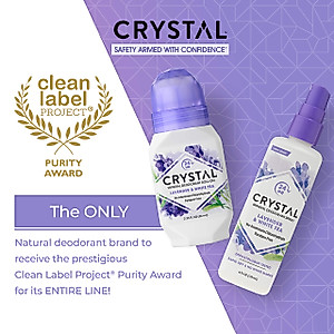 CRYSTAL Deodorant Aluminum Free Mineral Deodorant Roll-On for Women & Men, Lavender & White Tea - Paraben Free - Certified Cruelty Free & Vegan Deodorant - Prevents Odor Up to 24 Hours ,2.25 Fl Oz (Pack of 3),21661-3