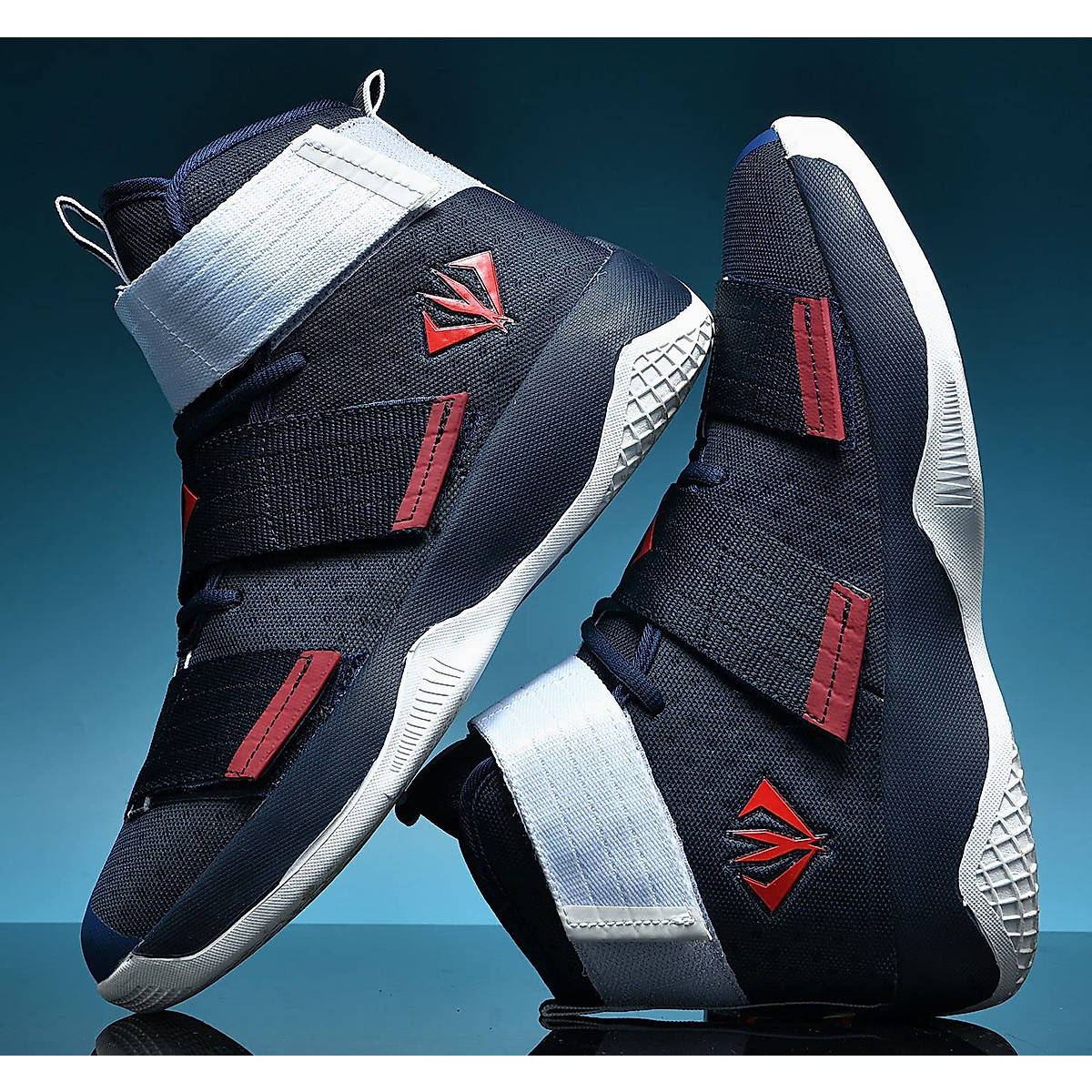 YAXE Women's Fashion High Top Sneakers Running Tennis Basketball Shoes Size 7/6 Blue Red