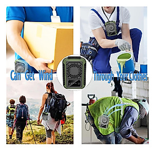 EaseHive 10000mAh Upgraded Waist Fan - Stepless Adjustable Speed, Rechargeable Neck Fan with over 24 hours Working time, 12000RPM Airflow, Cooling Fan with Lanyard, for Outdoor Scenario, Green