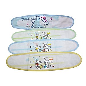 Retyion 4 PCS Cartoon Adjustable Baby Infant Umbilical Cord Cotton Belly Band for 0-12 Months (Random Color)