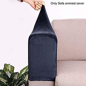 PXRJE 1Pair Sofa Armrest Cover,Couch Protector Elastic Stretch Furniture Accessories Removable for Sofa Couch Chair Recliner.(Navy)