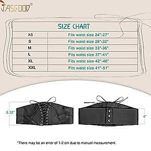 JASGOOD Women Corset Waist Belt Elastic Tied Waspie Belt Wide Lace-up Costume Belt for Dresses(Black, Fit waist size 33''-36'')