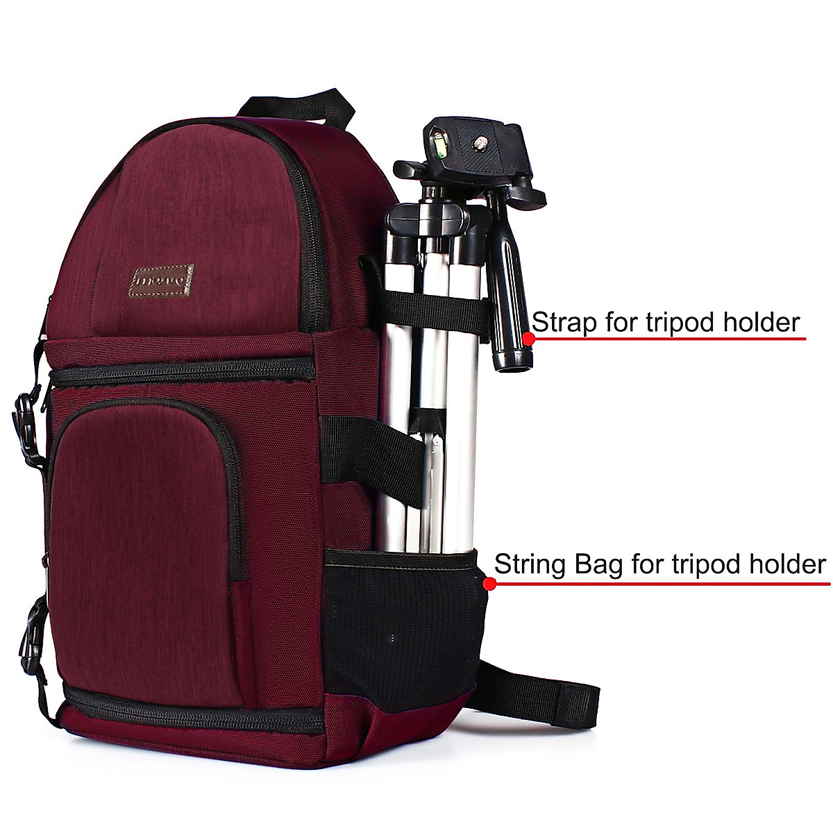MOSISO Camera Sling Bag, DSLR/SLR/Mirrorless Camera Backpack Case Shockproof Photography Backpack with Tripod Holder & Removable Modular Inserts Compatible with Canon/Nikon/Sony/Fuji, Wine Red
