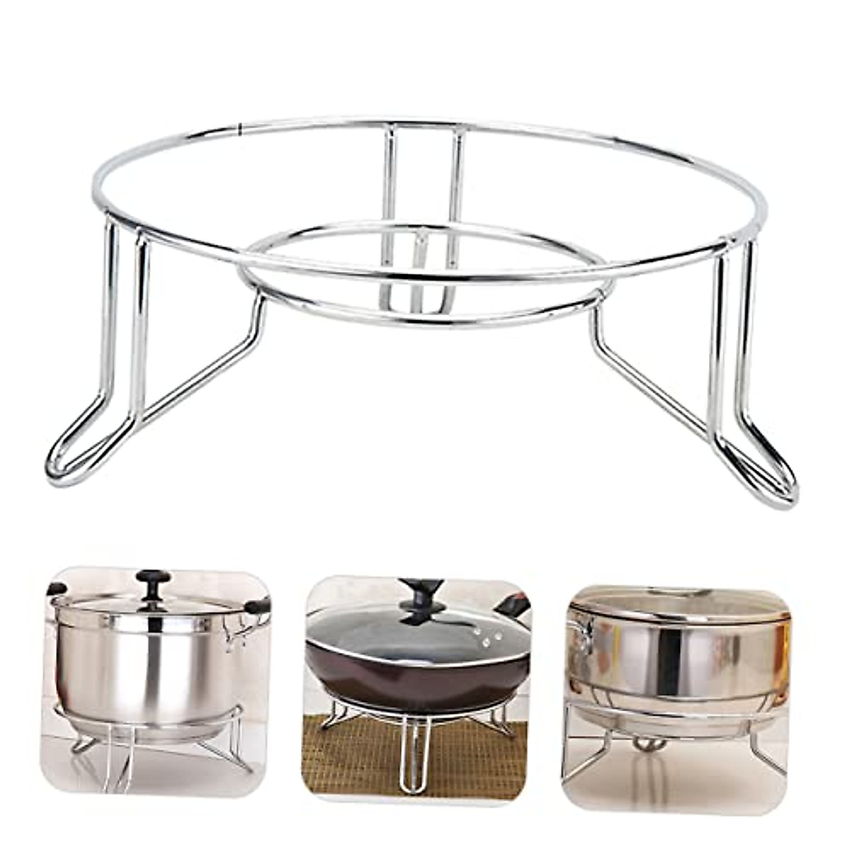 Uonlytech Pot Rack Metal Teapot Metal Shelf Brackets Round Chafing Dish Heat Insulated Pot Rack Steam Pot Rack Steam Pot Stand Round Pot Rack Pot Steamer Holder Steam Rack Silver Pan Air