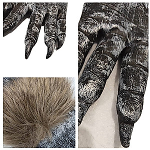 TOPOQ Wolf Claws Gloves Halloween Werewolf Gloves Animal Costume Gloves Hairy Hand Gloves Halloween Christmas Costume Party Gloves Fancy Dress
