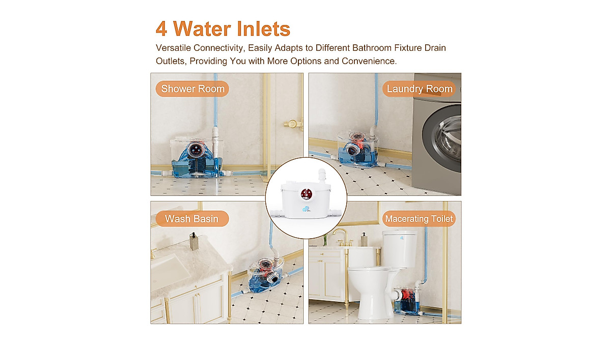 Simple Project 19" Tall Macerating Toilet for Seniors