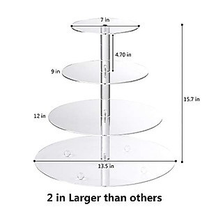 Cupcake Stand, 4-Tier Round Acrylic Cupcake Display Stand Dessert Tower Pastry Stand for Wedding Birthday Theme Party- 15.7 Inches (Transparent)