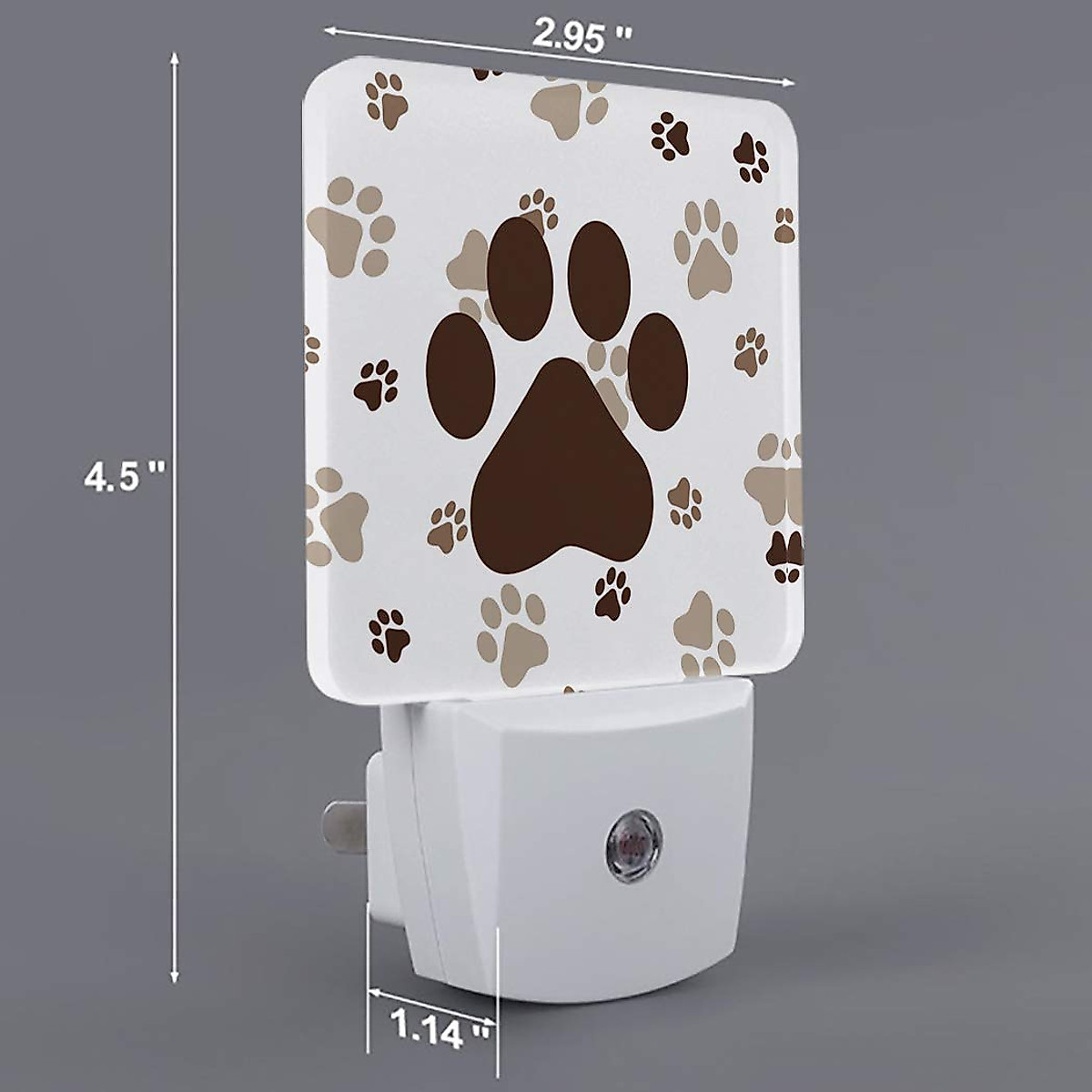 Nightlight Plug in LED Lights for Bedroom, Cute Pet Dog Paw Brown Night Lights Plug into Wall with Light Sensors Room Decor for Nursery Children Kids Boys Girls