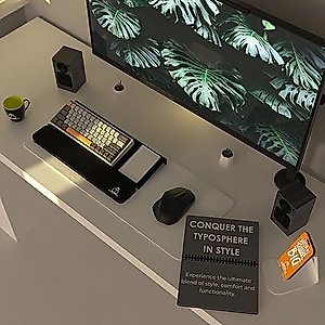 Deskello ErgoCombo - Comfortable Keyboard Stand and Wrist Rest - Ergonomic Computer Keyboard Riser with Wrist Pad - Fits All Keyboard Sizes - 16.9” Wide (Matte Black)