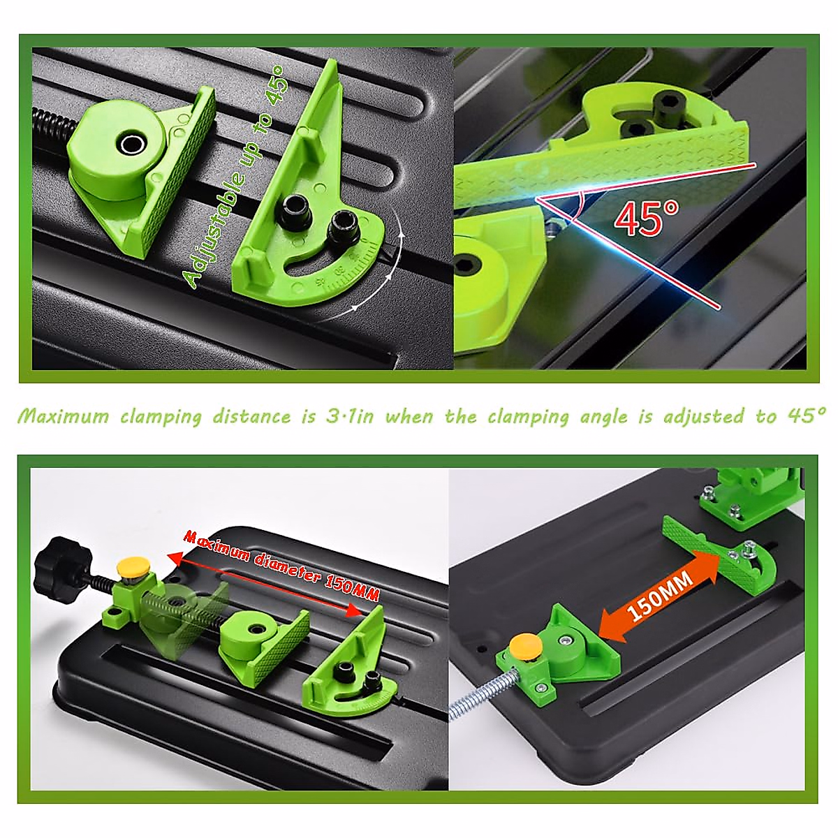 ZWSJLC Upgraded Angle Grinder Stand Sliding DIY Cutter Support Aluminum Bracket Holder iron base Suitable for 100/115/125mm angle grinder