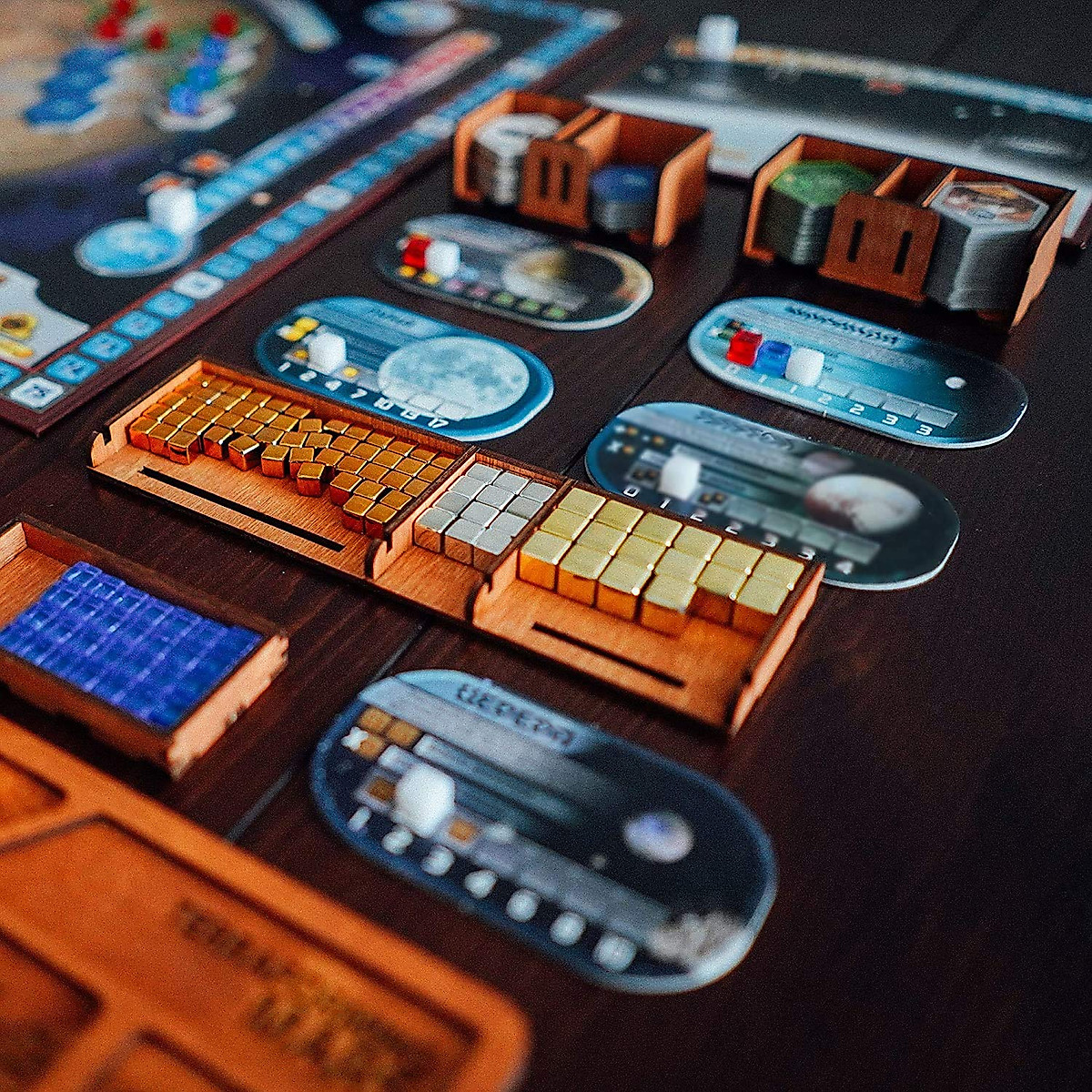 SMONEX Assembled Wooden Organizer Suitable for Board Game Terraforming Mars - Organizer with Player Boards for Storage Full Terraforming Mars Expansions