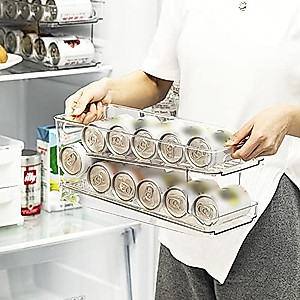 Rolling Can Organizers for Pantry, Soda Can Organizer for Refrigerator,Transparent Can Dispenser for Beer Soda Drink Organizer for Fridge Pantry