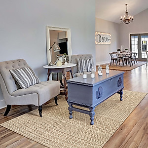 Lahome 5x7 Rugs for Living Room, Boho Natural Machine Washable Rug Bedroom Non-Slip, Ultra-Thin Cotton Linen-Like Moroccan Neutral Area Rugs Tan Indoor Floor Carpet for Dining Room Office