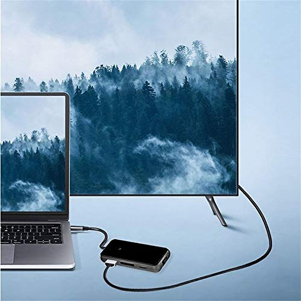 ZPLJ High-Speed USB C Adapter Expansion Dock Station 8 in-1 USB C Hub with Ethernet Port 4K HDMI PD Charging 3 USB 3.0 Ports Support SD TF Card Reader Compatible Portable