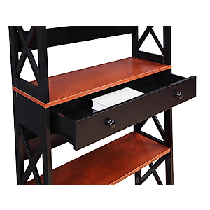 Convenience Concepts Oxford 5 Tier Bookcase with Drawer, Cherry / Black