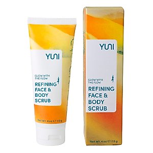 YUNI Beauty Face & Body Scrub (4oz) Glow with the Flow Exfoliating Wash for Glowing Skin - Exfoliate & Energize - Improve Dry, Dull Skin - All Natural, Paraben-Free, Cruelty-Free