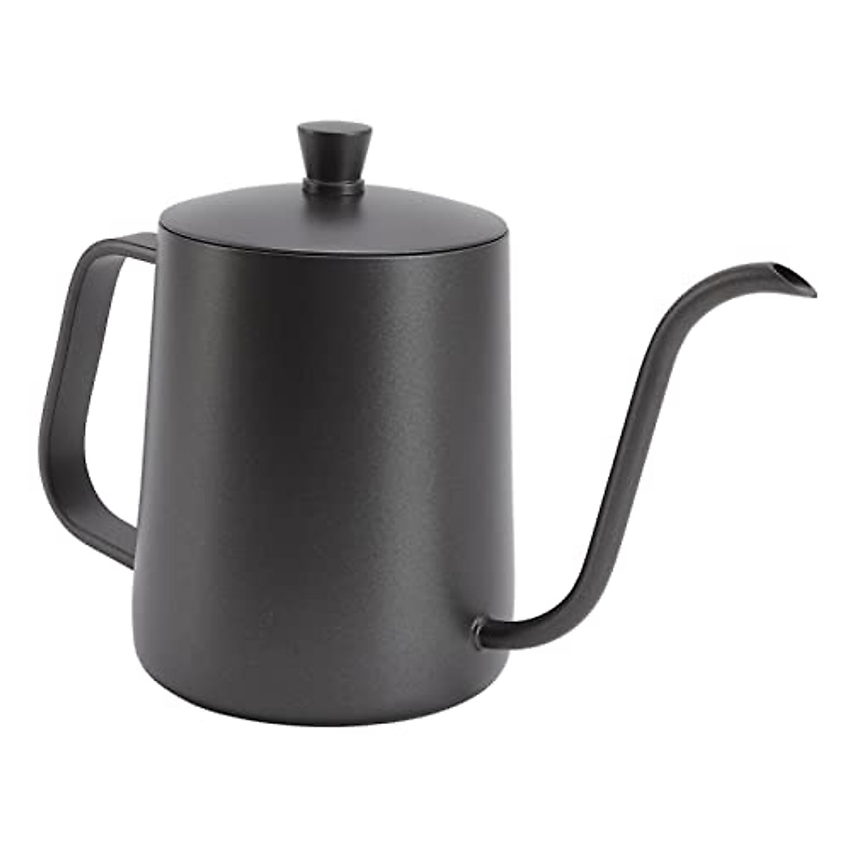 Ikunde Long Narrow Coffee Kettle Black Stainless Steel Rustproof Small Pour Over Kettle with Lid for Home 600ml