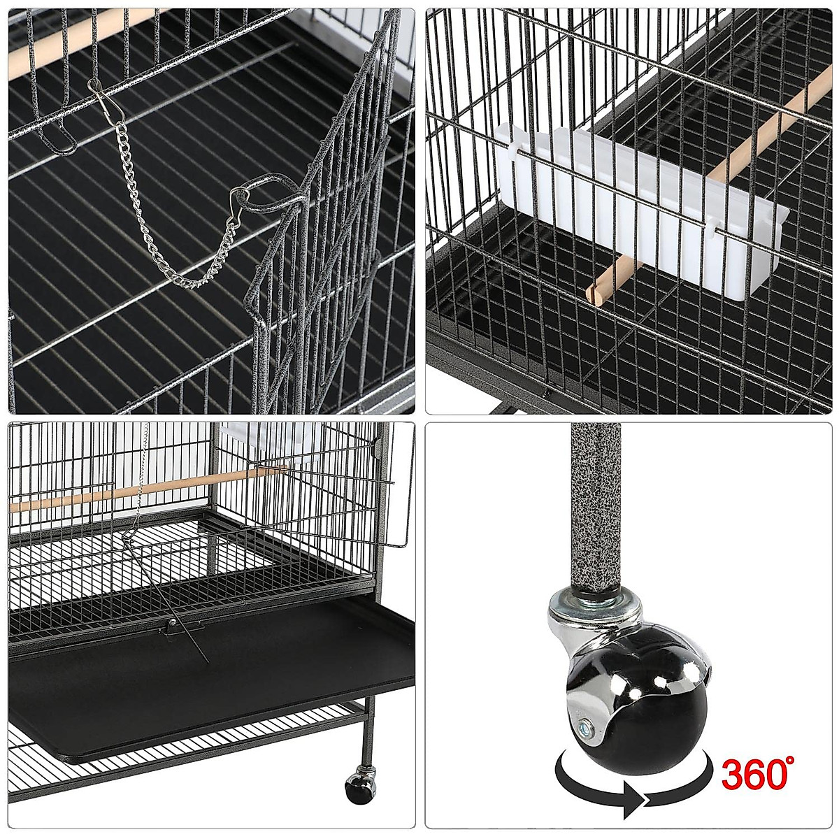 Yaheetech 60.5inch Extra Large Bird Cage Metal Parrot Cage Flight Cage for Cockatiels African Grey Quaker Green Cheek Sun Conure Medium Birds Parrots
