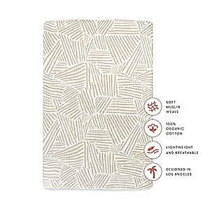 Babyletto 100% Organic Cotton Mini Crib Sheet, GOTS-Certified, Fitted 360°, Ultra-Soft and Breathable Muslin - Oat Stripe