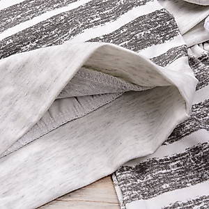 Besokuse Newborn Baby Boys Girls Hooded Sweatshirt T-shirt Tops+Striped Pants Kids Outfits Clothes Set (Grey Stripe, 0-3Months)