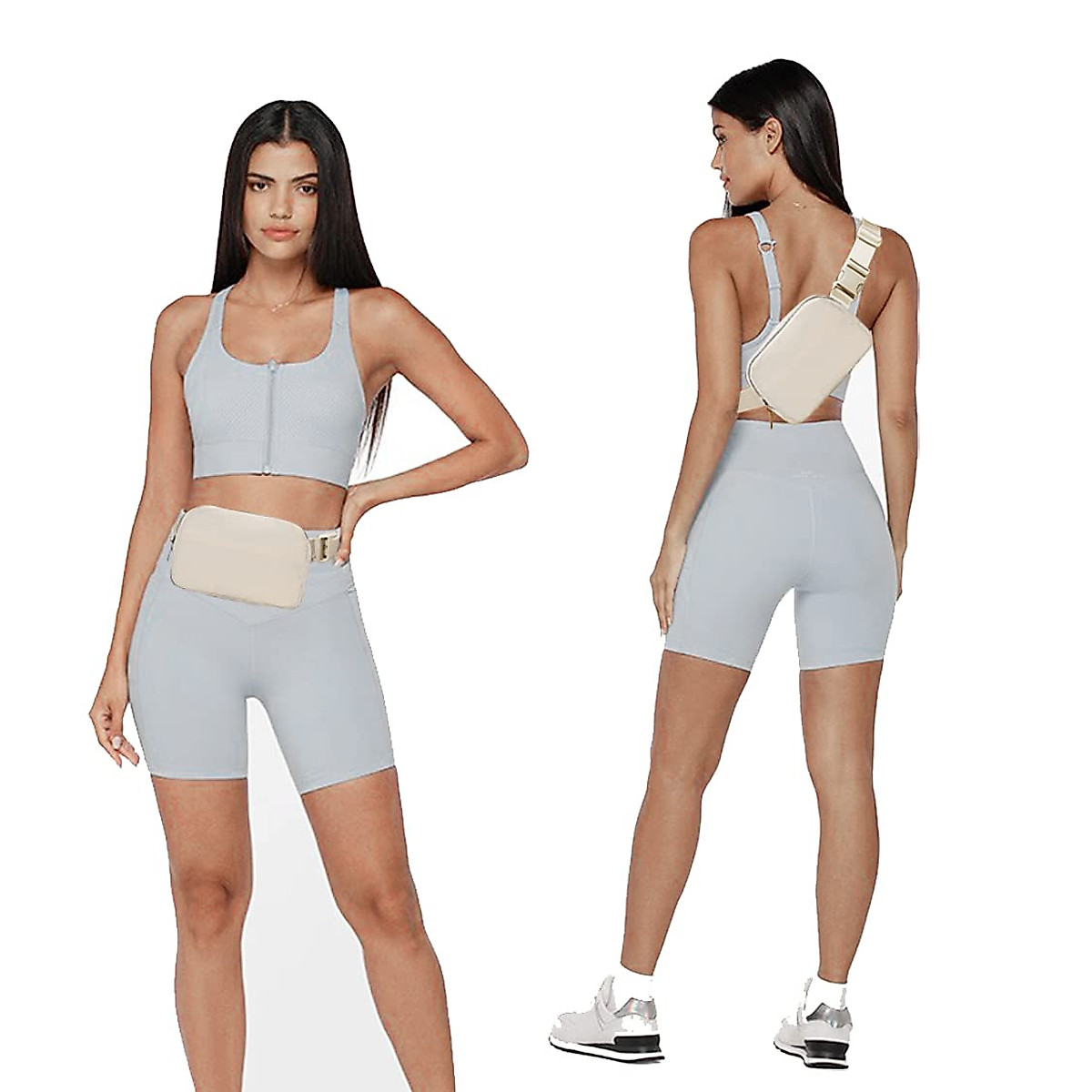 Fanny Belt Bag Waist Pack Crossbody Bags Bum Bag for Running Hiking Travel Workout Adjustable Strap for Women -beige