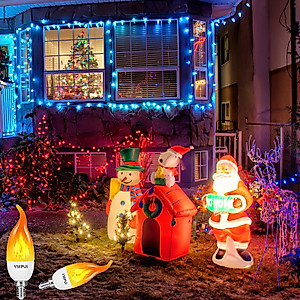 YMPUI E12 Candelabra LED Flame Light Bulbs, Christmas Light Bulbs, 3 Modes Flickering Fire Light Bulb, 2W 1700K, for Home Decoration, Party, Holiday, 2 Pack