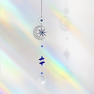 XINRUI Crystal Sun Catcher, Hanging Ornament Crystals Balls Prism Rainbow Maker for Home, Office, Garden Decoration, Window Decorations Decor(Moon)