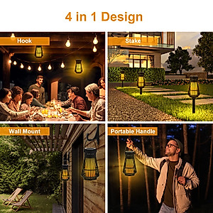 Outdoor Bluetooth Flame Speaker, LED Flickering Flame Effect Speaker with Torch Light, Portable Waterproof Wireless Speaker with Wall Mounted Hook&S Hook&Stake for Camping, Deck, Patio