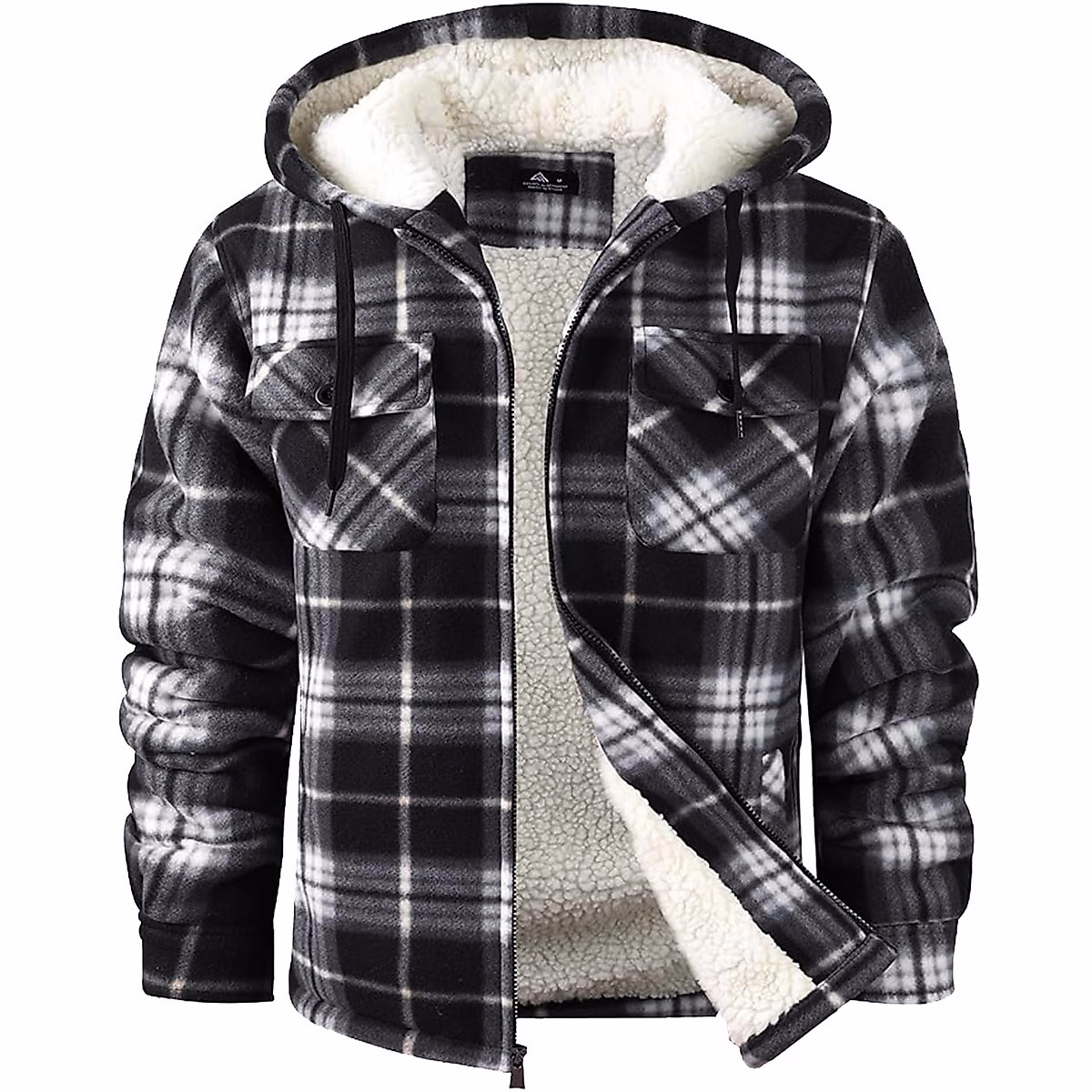GEEK LIGHTING Men's Flannel Shirts Jacket Sherpa Lined Fleece Plaid Hoodie Long Sleeve Winter Warm Coat