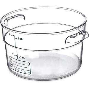 Carlisle FoodService Products Storplus Round Food Storage Container with Stackable Design for Catering, Buffets, Restaurants, Polycarbonate (Pc), 2 Quart, Clear