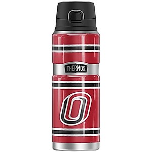 THERMOS University of Nebraska at Omaha OFFICIAL Jersey Stripes STAINLESS KING Stainless Steel Drink Bottle, Vacuum insulated & Double Wall, 24oz