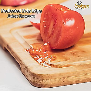 Bamboo Cutting Board Set of 3, Cutting Boards in Large, Medium & Small Size, Organic Wooden Cutting Boards for Kitchen, Vegetable & Meat Cutting Board, Cutting Board With Juice Groove & Handles