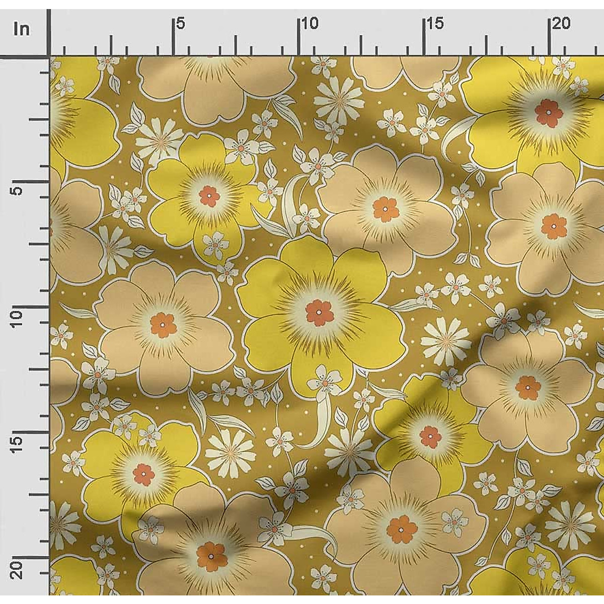 Soimoi Floral Printed, Poly Canvas Fabric Decor Sewing Fabric by The Yard- 56 Inch Wide Decorative Fabric for Curtains Tote Bags-Yellow