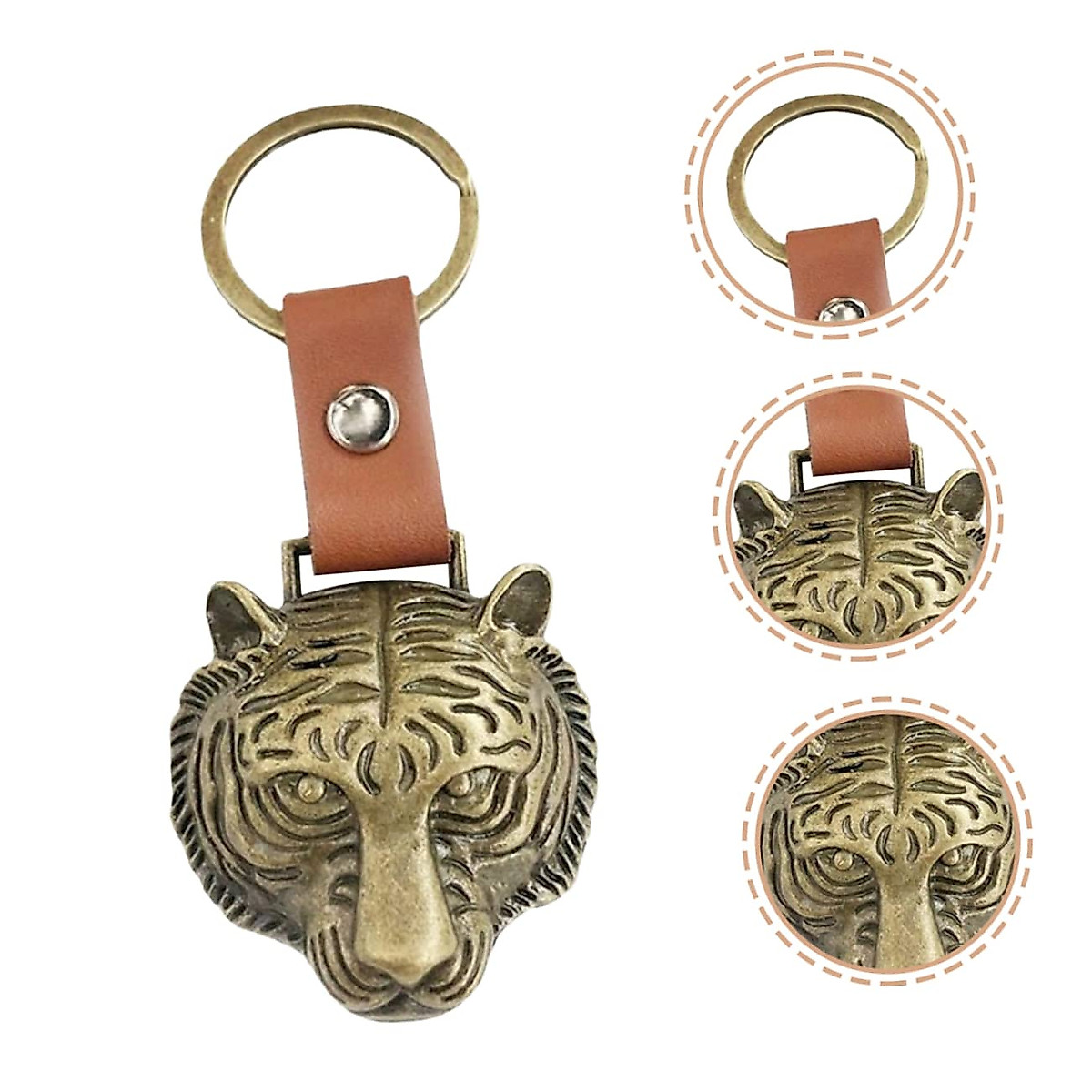 RORPOIR Keychain Tiger Head Corkscrew Zinc Alloy Man Pendant Flat Gifts