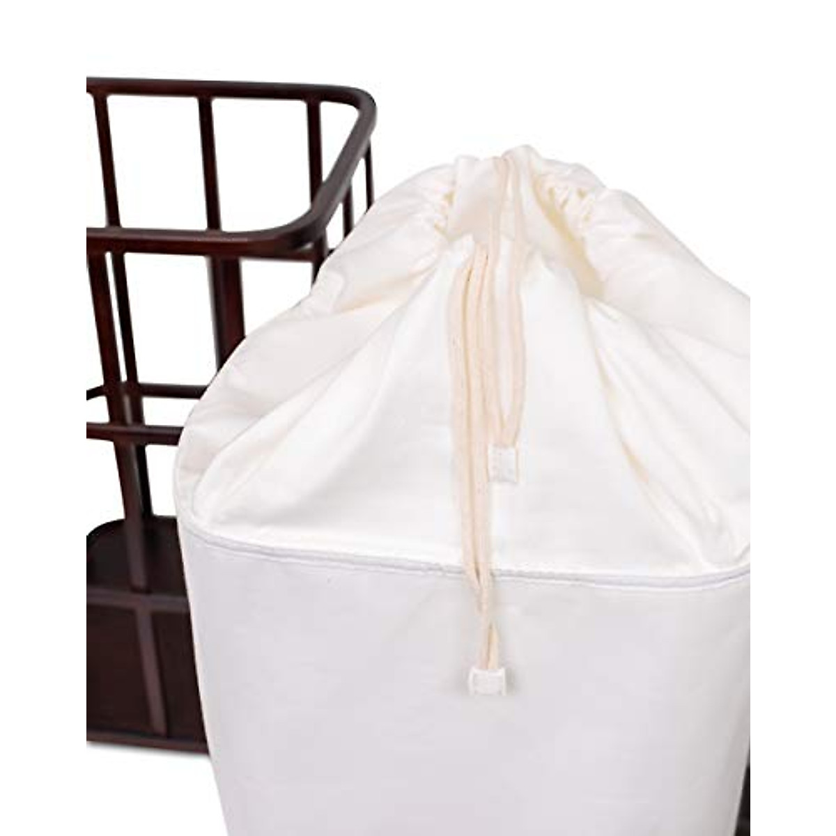 BirdRock Home Modern Square Laundry Hamper and Removable Laundry Bag - Dark Brown Bamboo - Easily Transport Laundry - Baby Dirty Clothes Bin Sorter Basket - Laundry Bag with Draw String