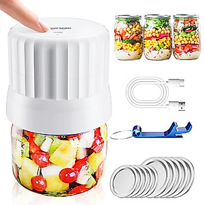 Electric Mason Jar Vacuum Sealer, Vacuum Sealer Kit for Wide Regular Mouth Mason Jars, Canning Jars Vacuum Seal Machine Kit Jars Sealing Machine Attachment for Food Storage