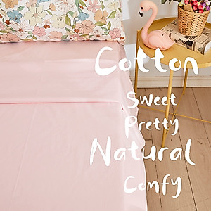 Brandream Toddler Bedding Set Girls Pink Floral Comforter Sheet Set 4 Piece Bed in A Bag Farmhouse Kids Baby Bedding with Fitted Sheet Flat Sheet Pillowcase, Luxury Design