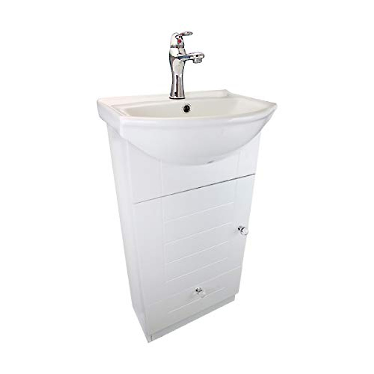 Renovators Supply Manufacturing Small Bathroom Vanity Sink Cabinet Vitreous China Sink Comes with Faucet and Drain Assembly Required Install Hardware Included