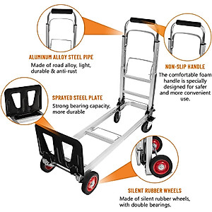 Generic Heavy Duty Cargo Trolley 4 Wheels Express Trolley Grocery Shopping Cart Multi-Function Push Truck for Easy Transportation, 1 pc