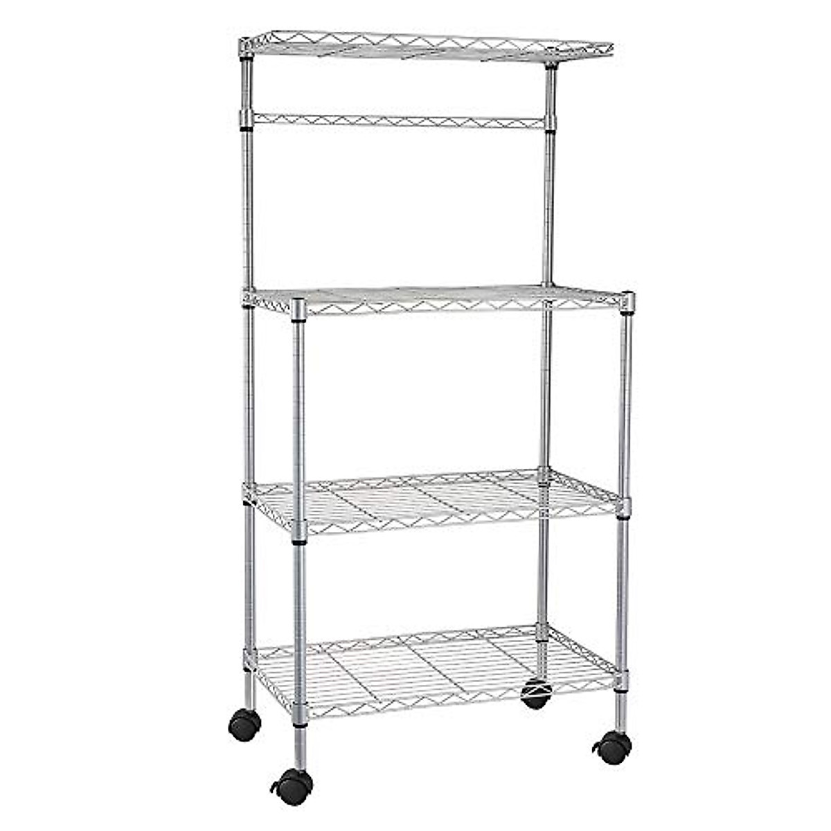 Wire Shelving Unit Adjustable Steel Wire Rack Chrome, Heavy Duty Storage Shelving Unit On 4'' Wheel Casters, Metal Organizer Wire Rack,for Kitchen (4 Tiers - 23.6W x 13.7D x 47.2H)