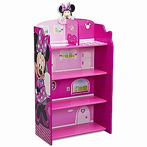 Delta Children Wooden Playhouse 4-Shelf Bookcase for Kids, Minnie Mouse