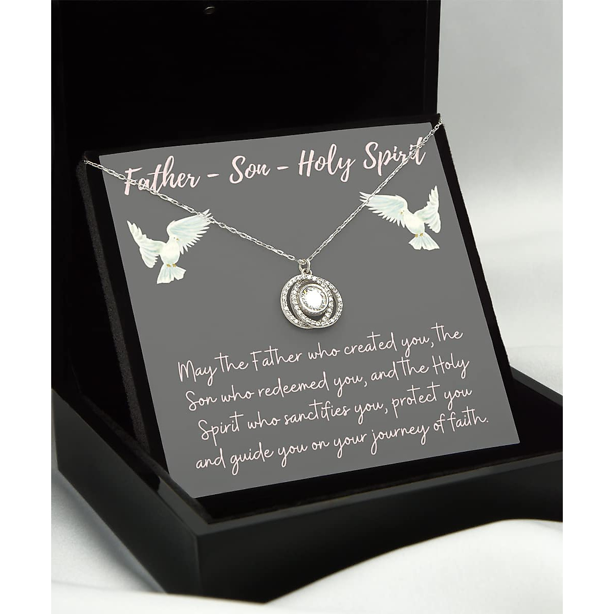 First Communion Gift, Holy Trinity Blessing, Christian Necklaces for Women, Confirmation Gift, Sterling Silver Christian Jewelry, Three Circle Necklace, Easter Present