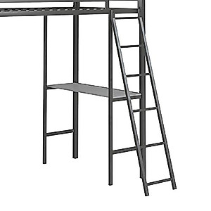 Little Seeds Nova Metal Bed w/Shelves, Twin Bunk, Gunmetal Gray Loft,