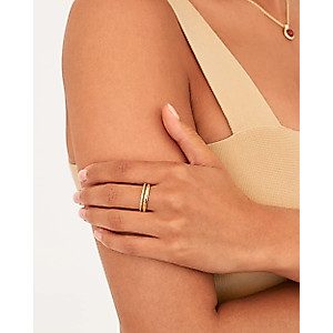 PAVOI 18K Yellow Gold Plated Cubic Zirconia Dual Stacking Rings for Women | Gold Eternity Band for Women | Thumb Ring | Size 6